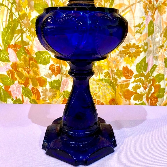Antique | Accents | Antique Cobalt Blue Glass Lamp Base Vintage ...